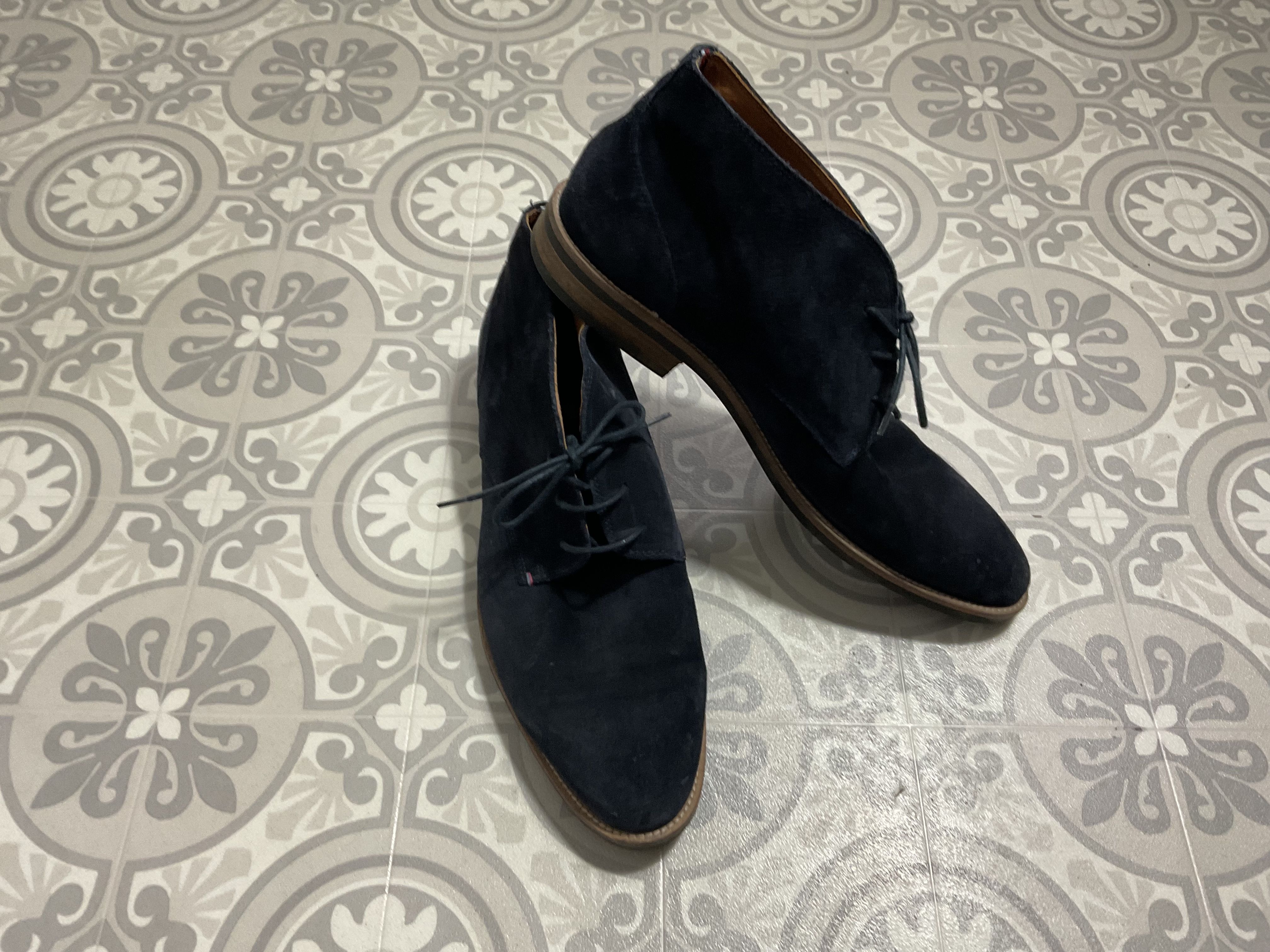 TOMMY HILFIGERD ANKLE boots shoes navy midnight blue suede UK 10.5 £38. ...