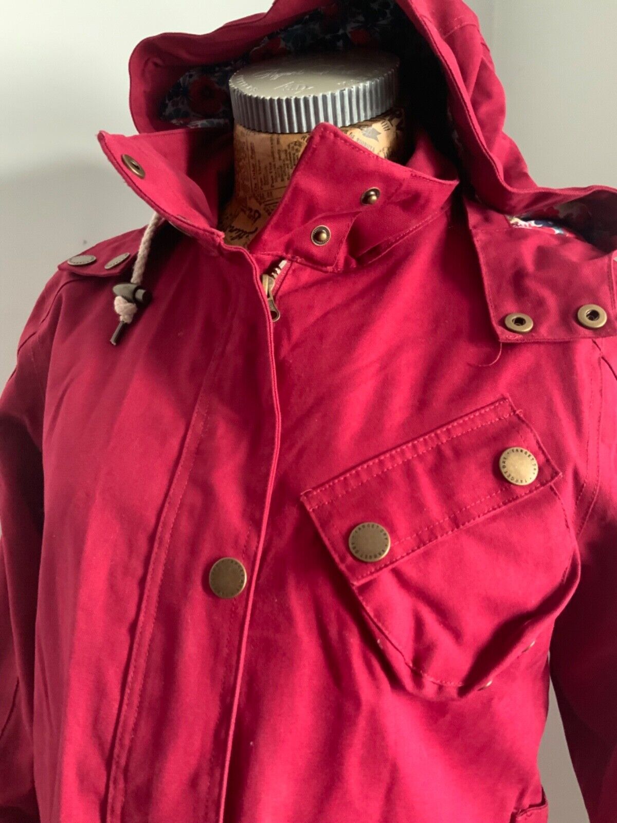 TARGET DRY COAT JACKET Red XS UK 10 Red Ditsy Print Lining Casual Rich ...