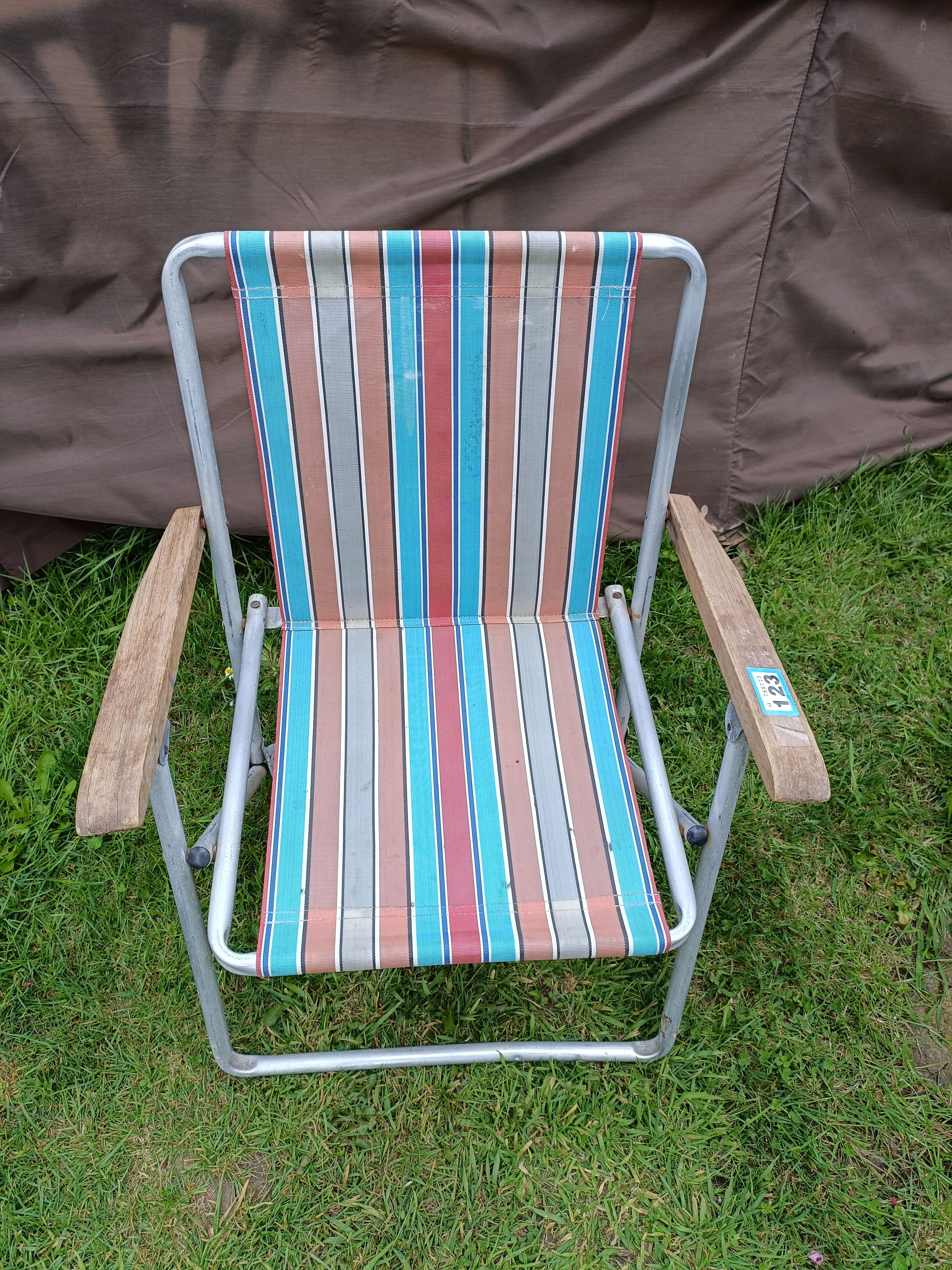 Sedia a sdraio giardino pieghevole vintage bambini singola rara anni '60 70 campeggio,