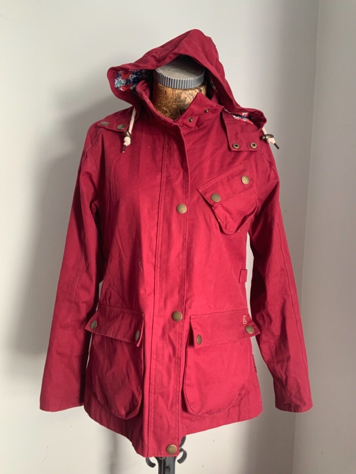 TARGET DRY COAT JACKET Red XS UK 10 Red Ditsy Print Lining Casual Rich ...