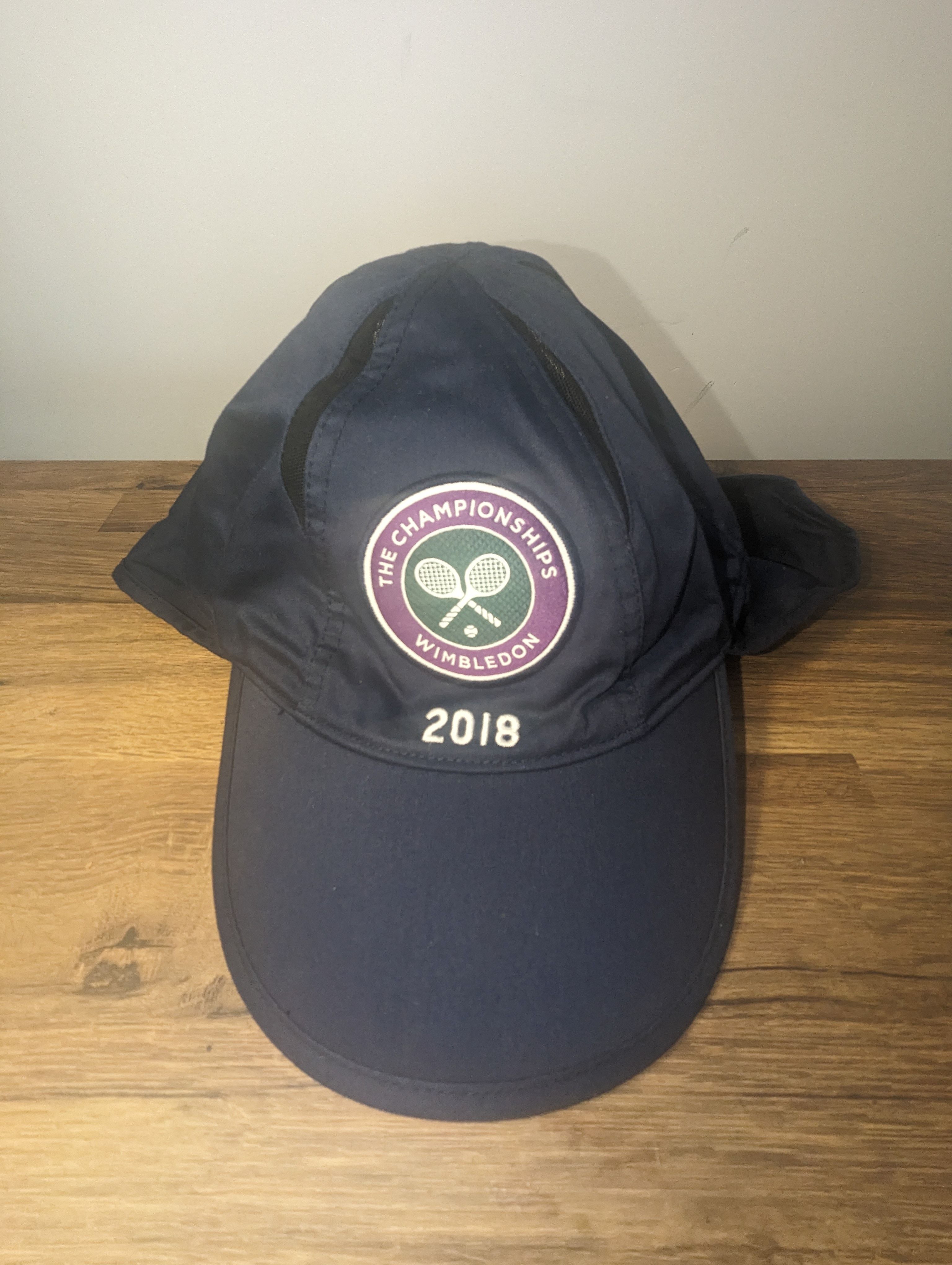 Cappello da sole Ralph Lauren Wimbledon 2018 ballboy blu navy taglia XS nuovo senza etichette