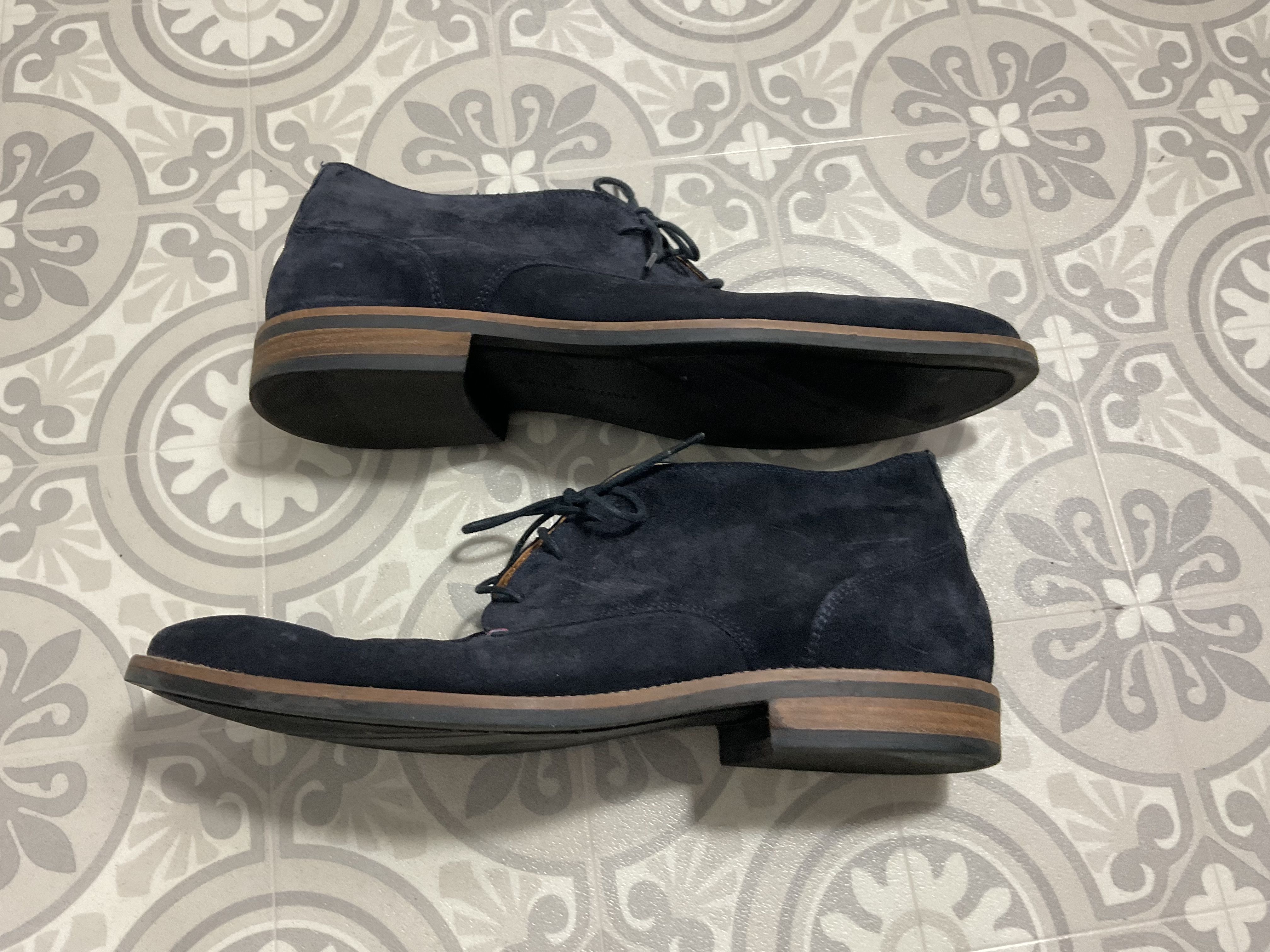 TOMMY HILFIGERD ANKLE boots shoes navy midnight blue suede UK 10.5 £38. ...